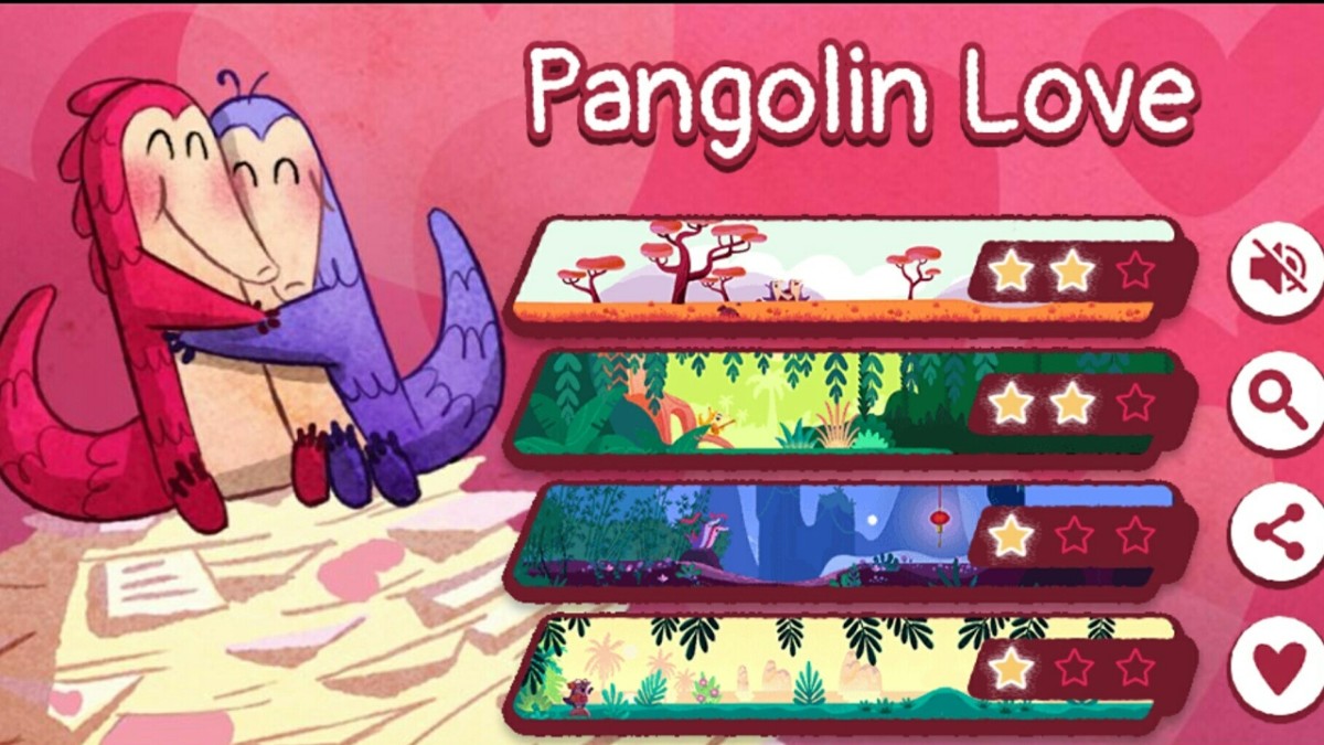 Google ya celebra San Valentín con este nuevo doodle de un pangolín